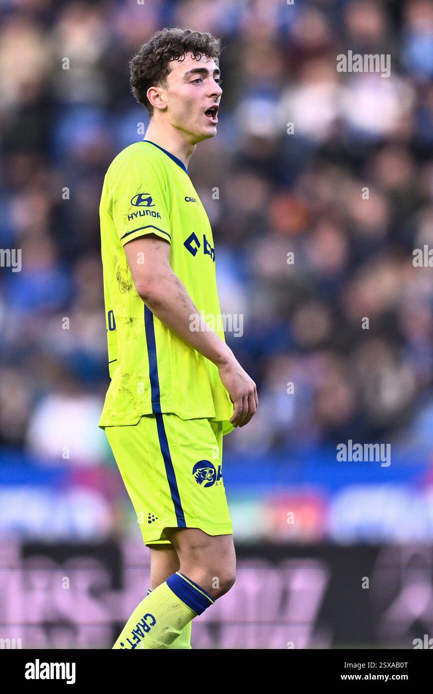Genk, Belgium. 23rd Feb, 2025. Gent's Mathias Delorge pictured during a ...