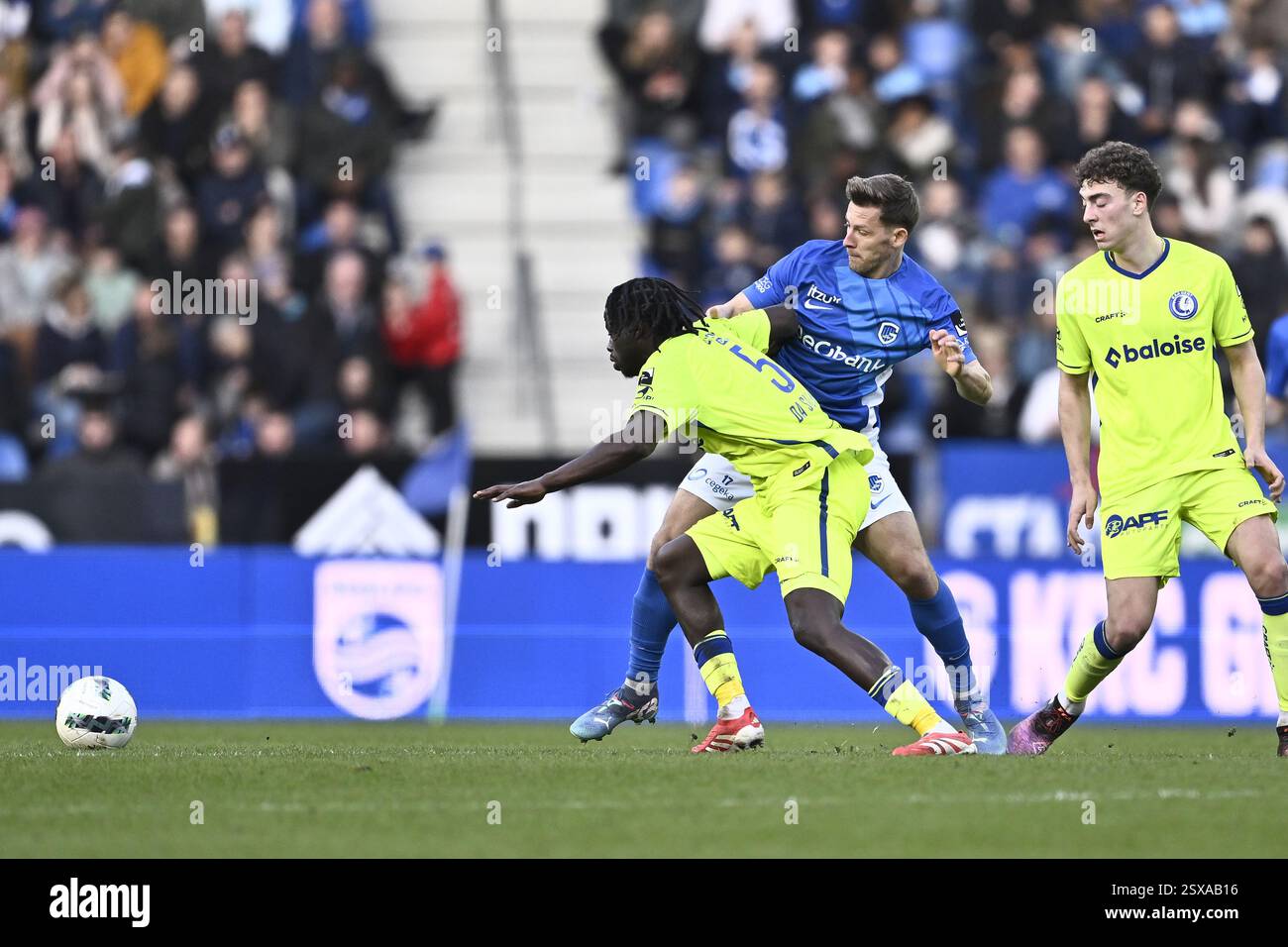 Genk, Belgium. 23rd Feb, 2025. Gent's Leonardo Da Silva Lopes and Genk ...