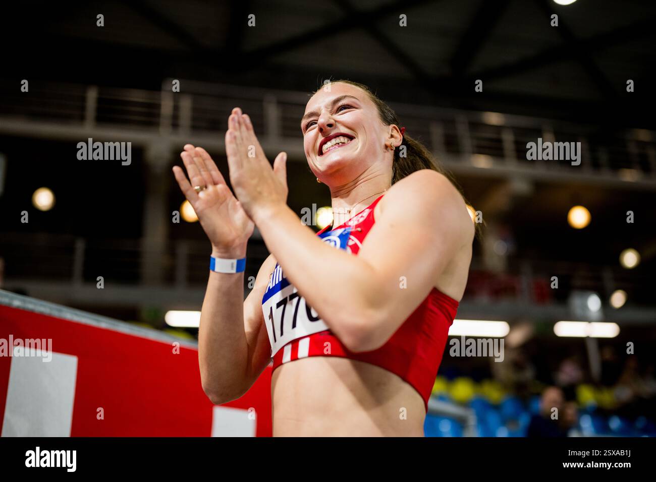 Gent, Belgium. 23rd Feb, 2025. Belgian Rani Vincke celebrates during ...