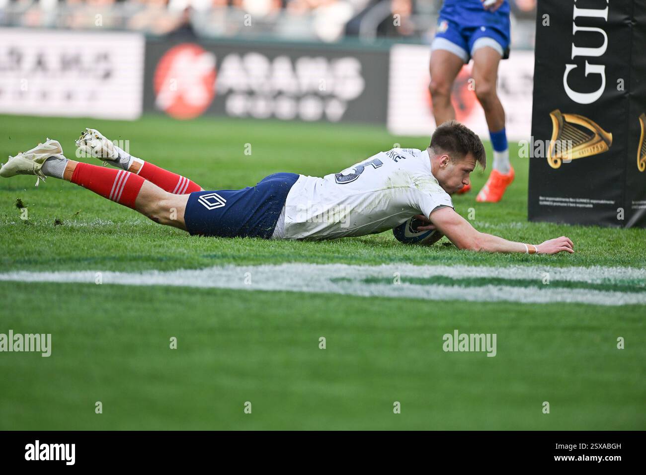 Olimpico Stadium, Rome, Italy - Leo Barre of France score a try during ...