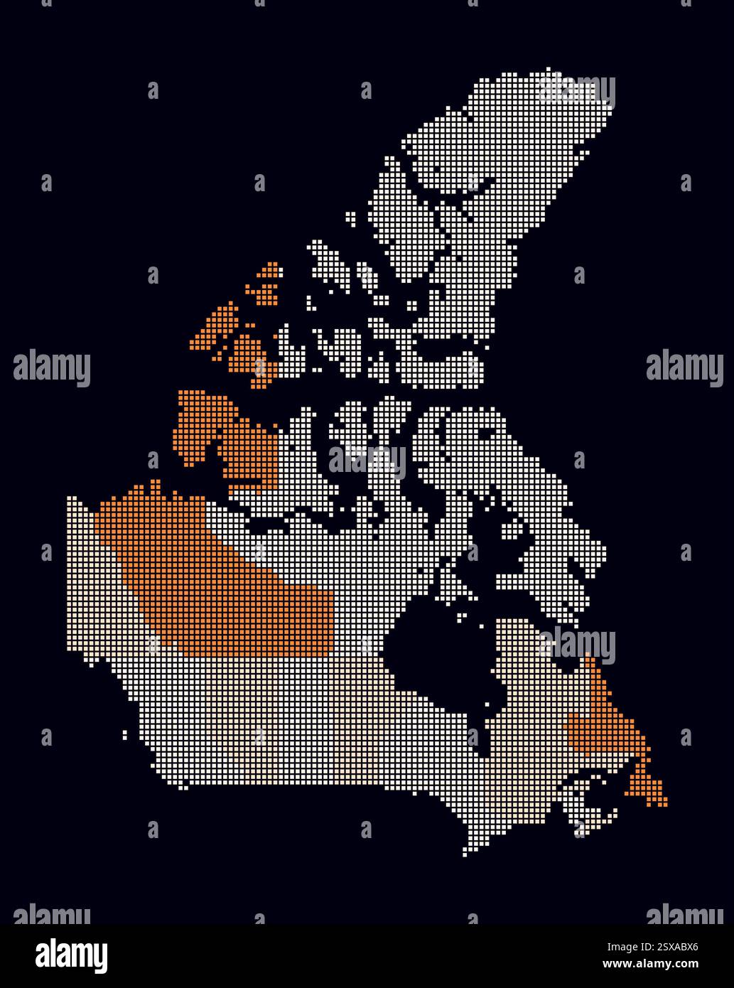 Canada dotted map. Digital style map of the country on dark background ...