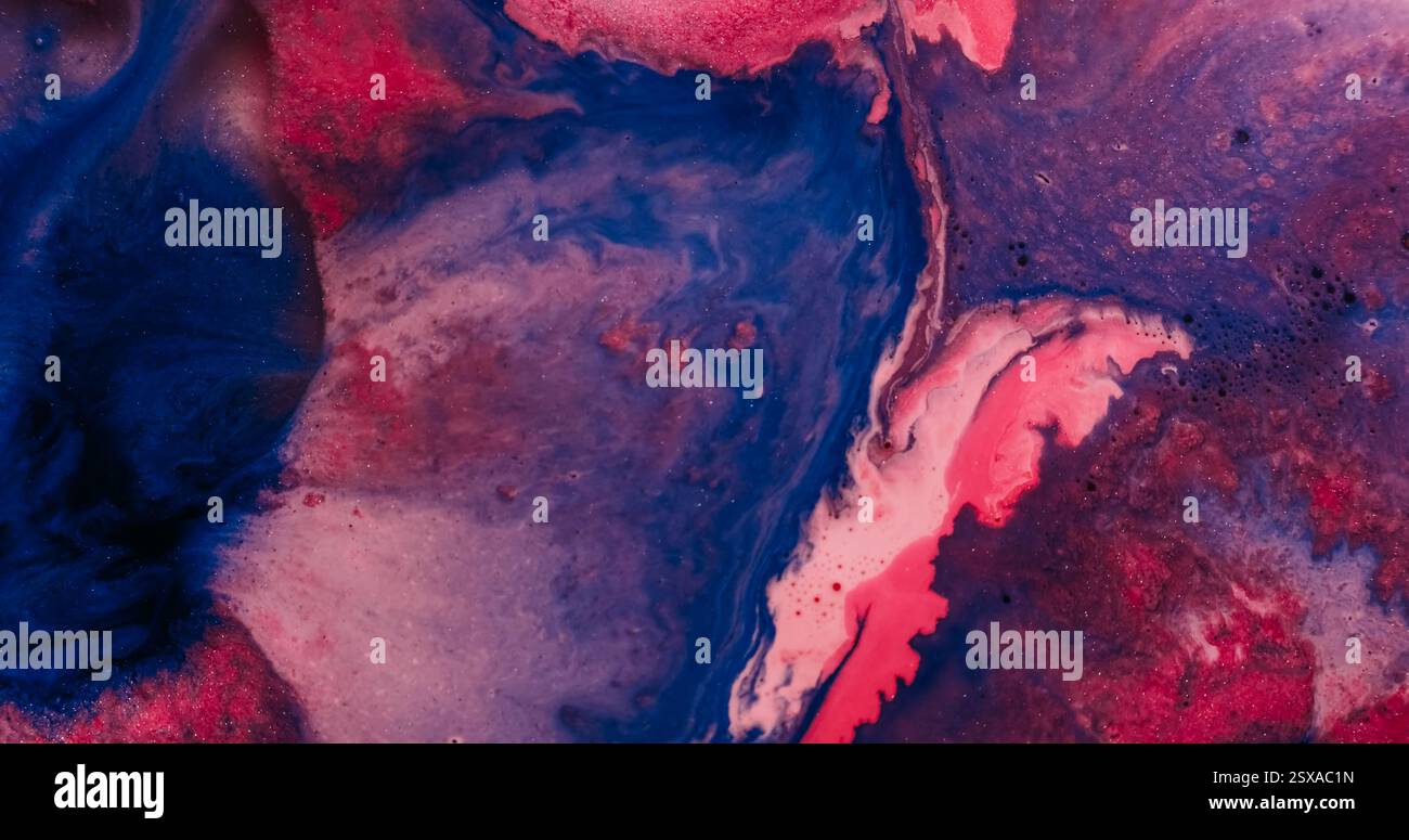 Ink stream. Art fluid. Blue violet purple liquid mix dye color ...