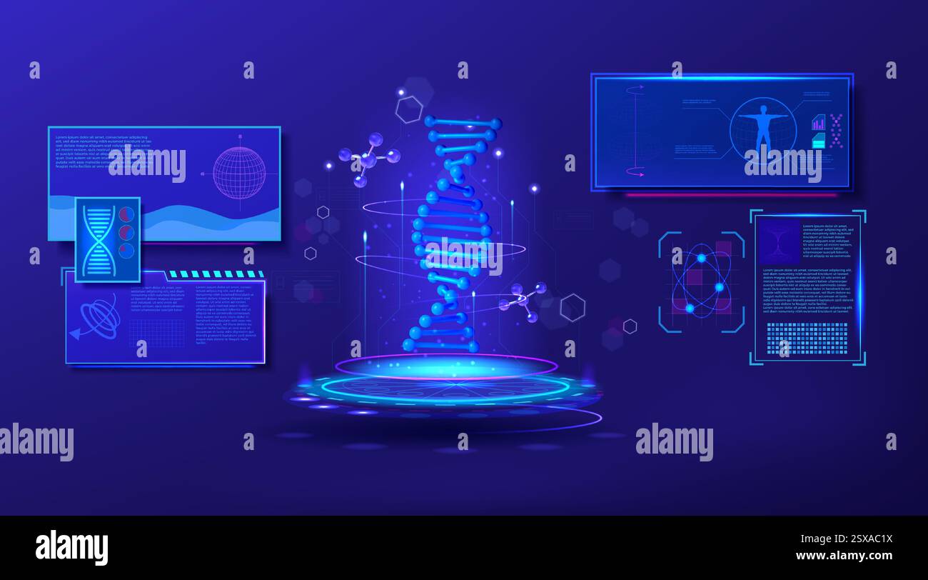 Medical DNA. Ai health care technology. Digital innovation tech for ...