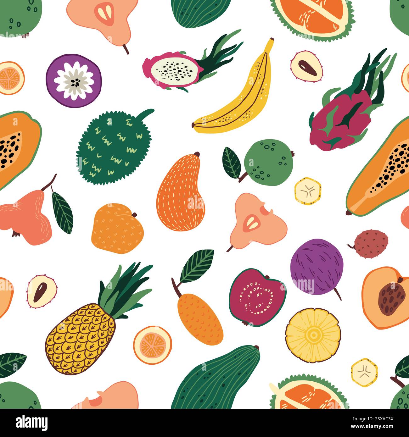 Seamless pattern exotic fruit Stock Vector Images - Alamy