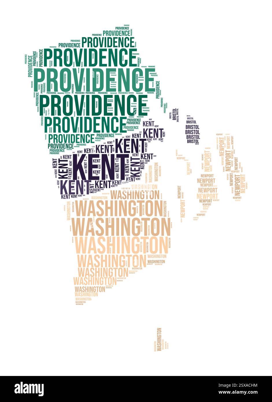 Rhode Island Word Cloud. State shape with county division. Rhode Island ...