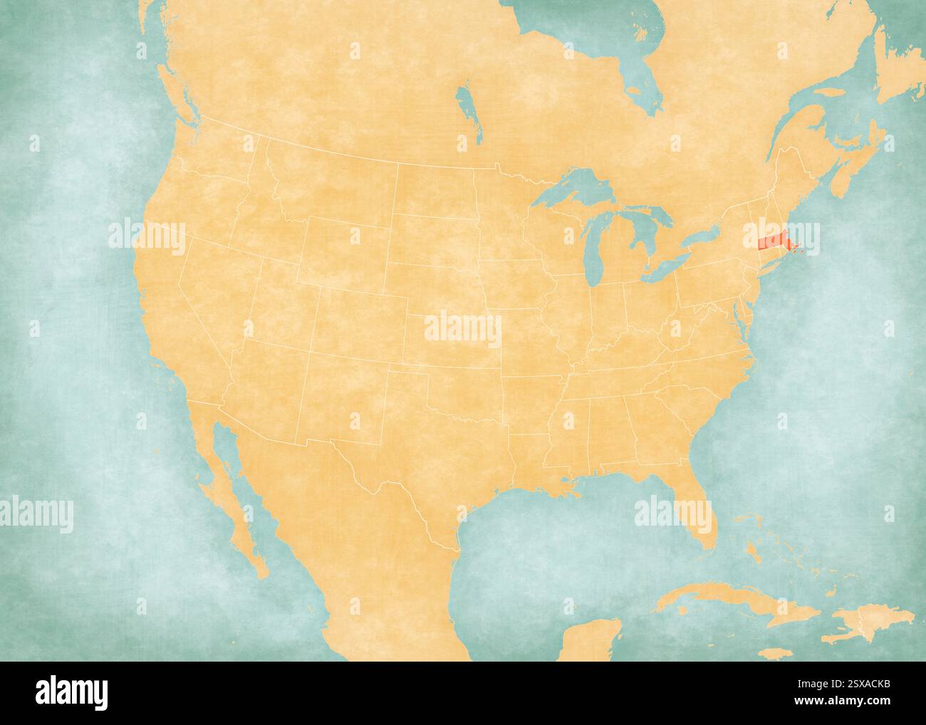 Massachusetts on the map of United States of America in soft grunge and ...