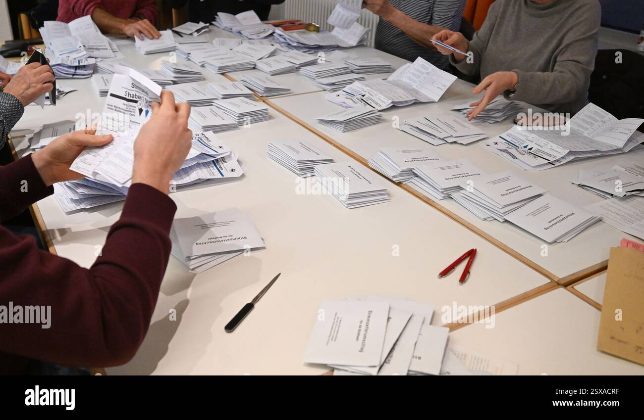 Stuttgart, Germany. 23rd Feb, 2025. Ballot papers from the postal vote ...