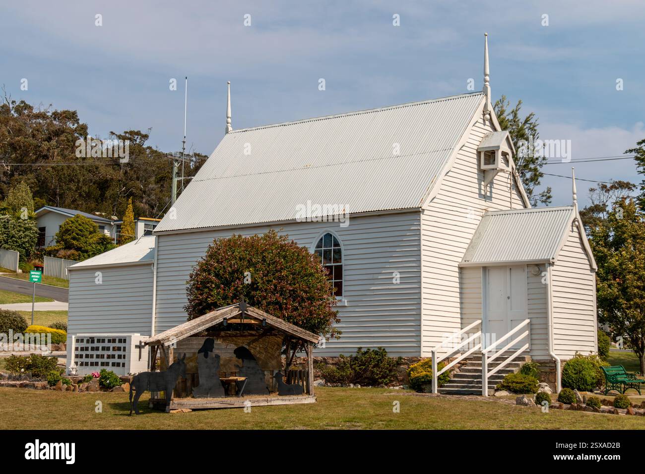 Small white wooden Community and East Coast Anglican Church with ...