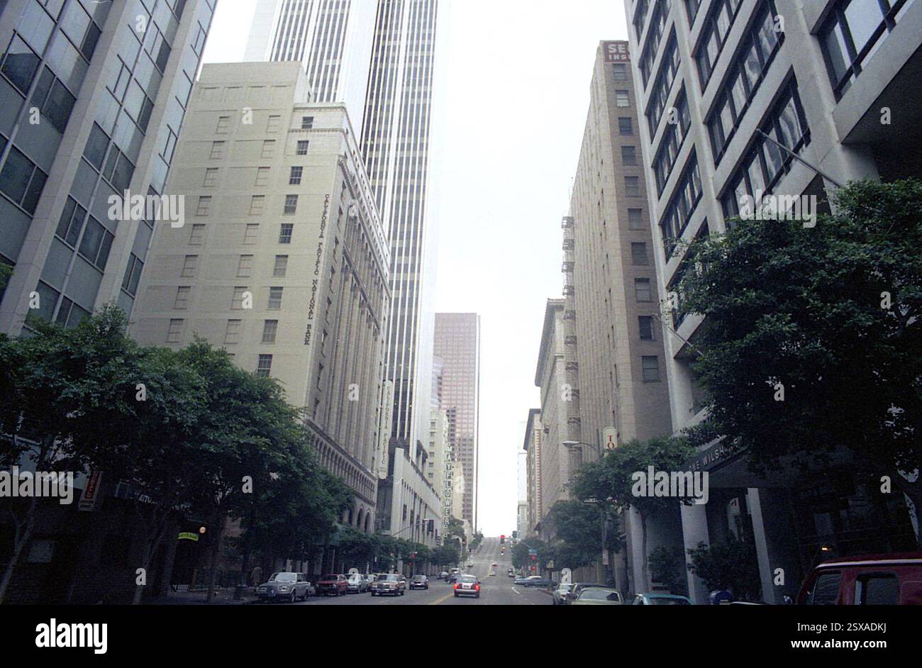 Los Angeles, CA, USA, approx. 1992. Buildings on Grand Avenue, in ...