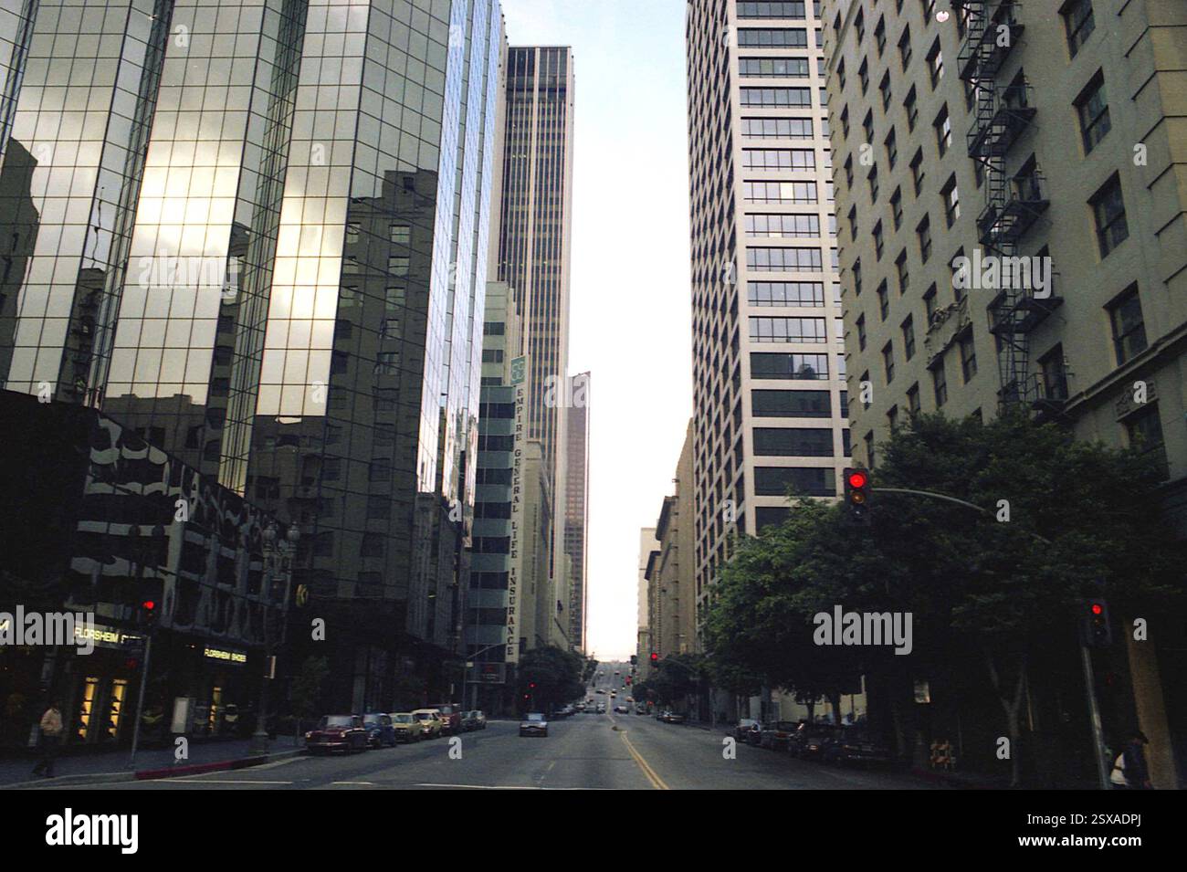 Los Angeles, CA, USA, approx. 1992. Buildings on Grand Avenue, in ...