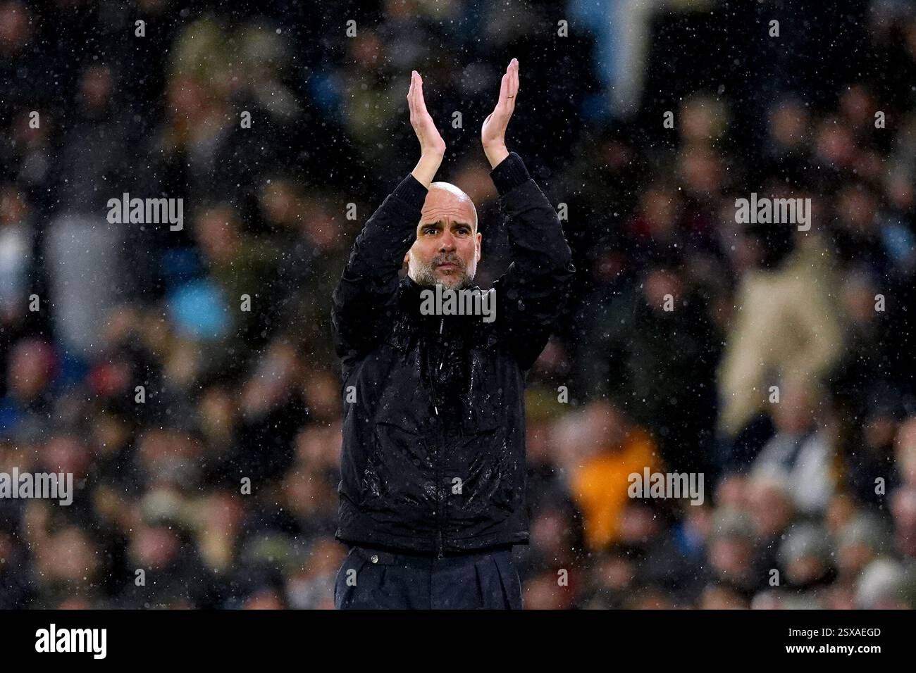 Manchester City manager Pep Guardiola clapping before the end of the ...