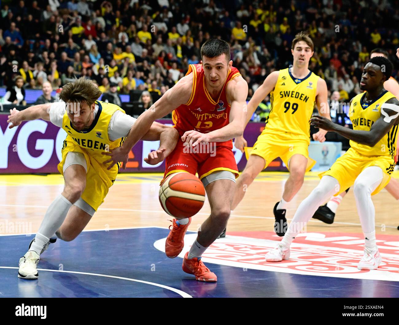 Stockholm, Sweden. 23rd Feb, 2025. Sweden's Adam Ramstedt and ...
