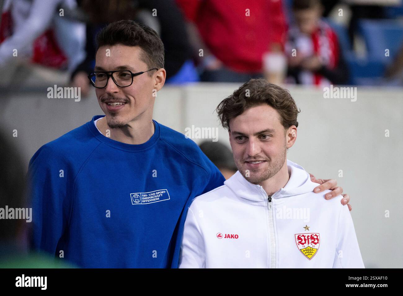 Sinsheim, Deutschland. 23rd Feb, 2025. Vor Spielbeginn, v.li. Nils ...