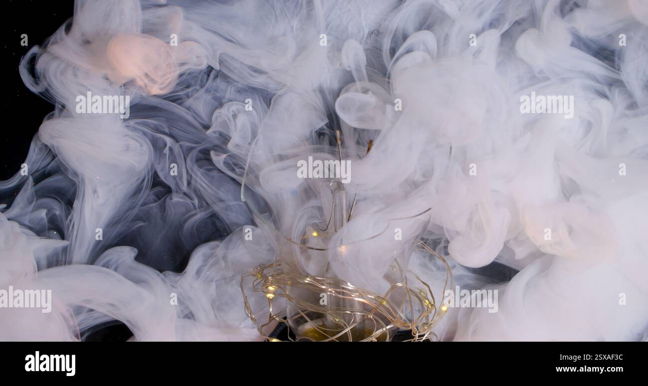 Smoke splash. Art haze. Delicate white veil black background fragments ...