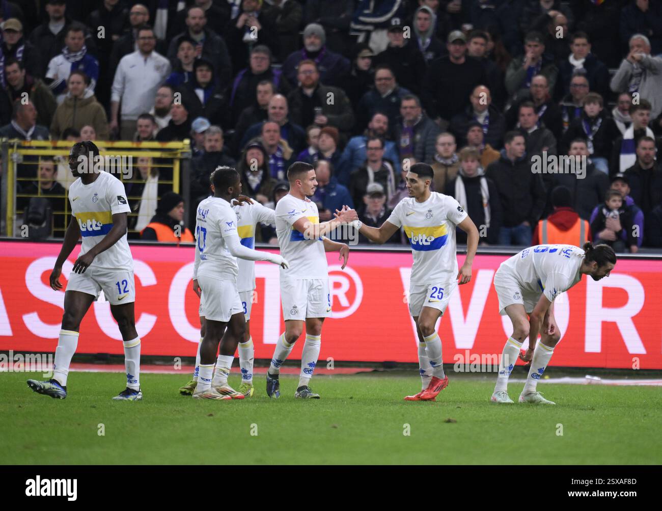 Anderlecht, Belgium. 23rd Feb, 2025. Union's Anan Khalaili celebrates ...