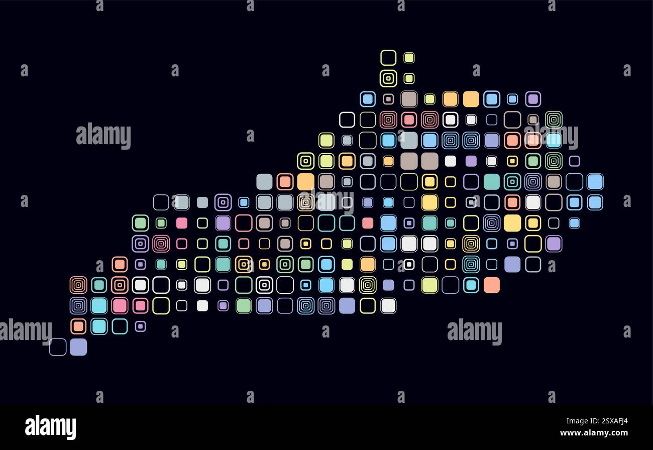Kentucky, shape of the state built of colored cells. Digital style map ...