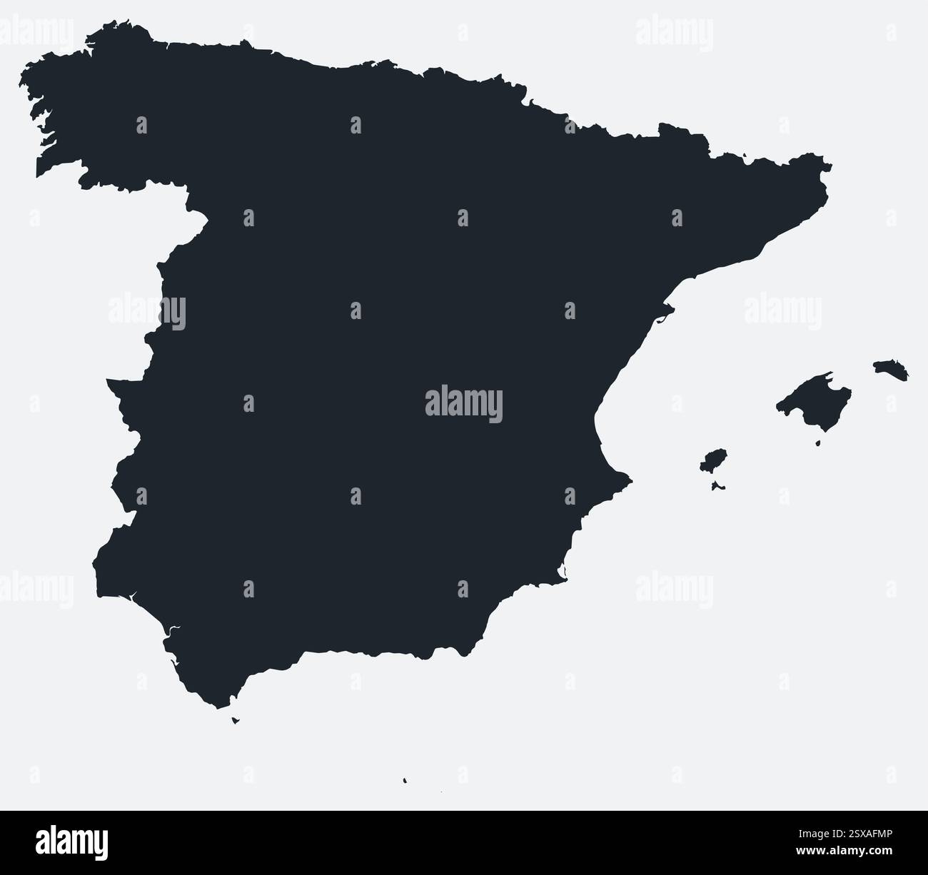 Spain map. Just a simple border map. Shape of the country. Flat blank Spain outline. Vector ...