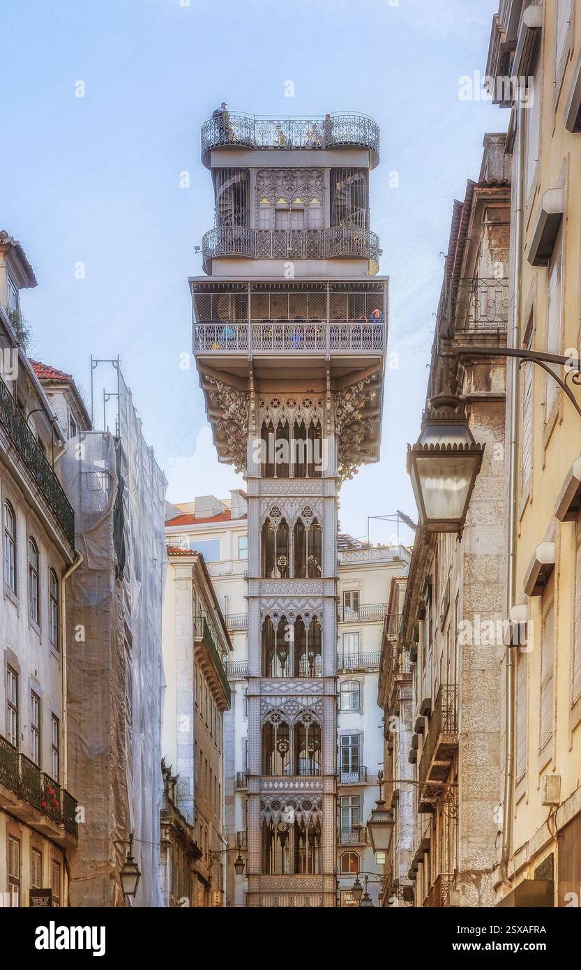 Elevador de Santa Justa: Lisbon's Iconic Urban Lift, Portugal Stock ...