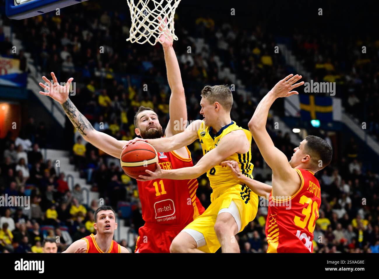 Stockholm, Sweden. 23rd Feb, 2025. Montenegro's Nemanja Radovic, Sweden ...