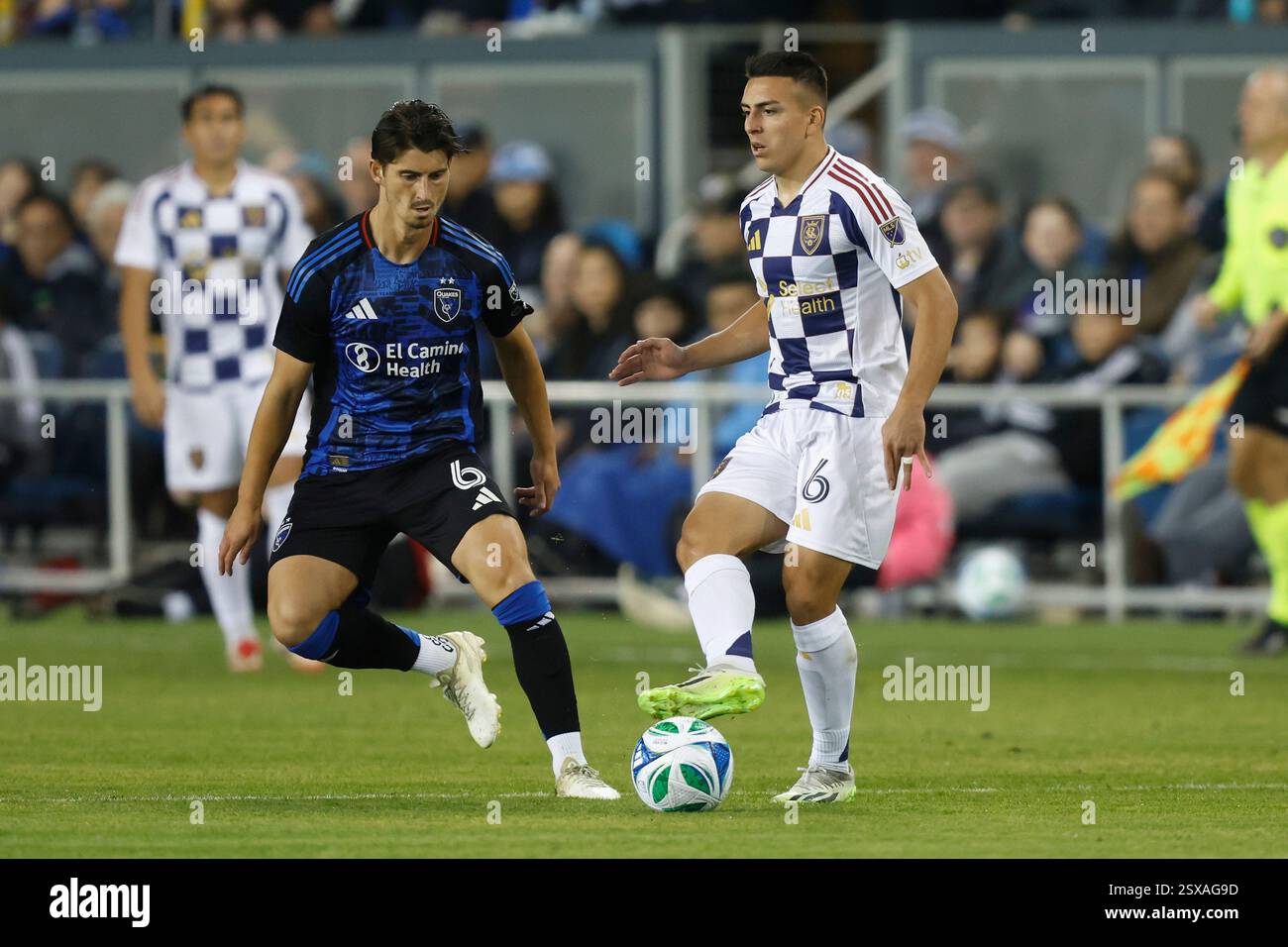 Real Salt Lake midfielder Braian Ojeda (6) passes the ball against San ...