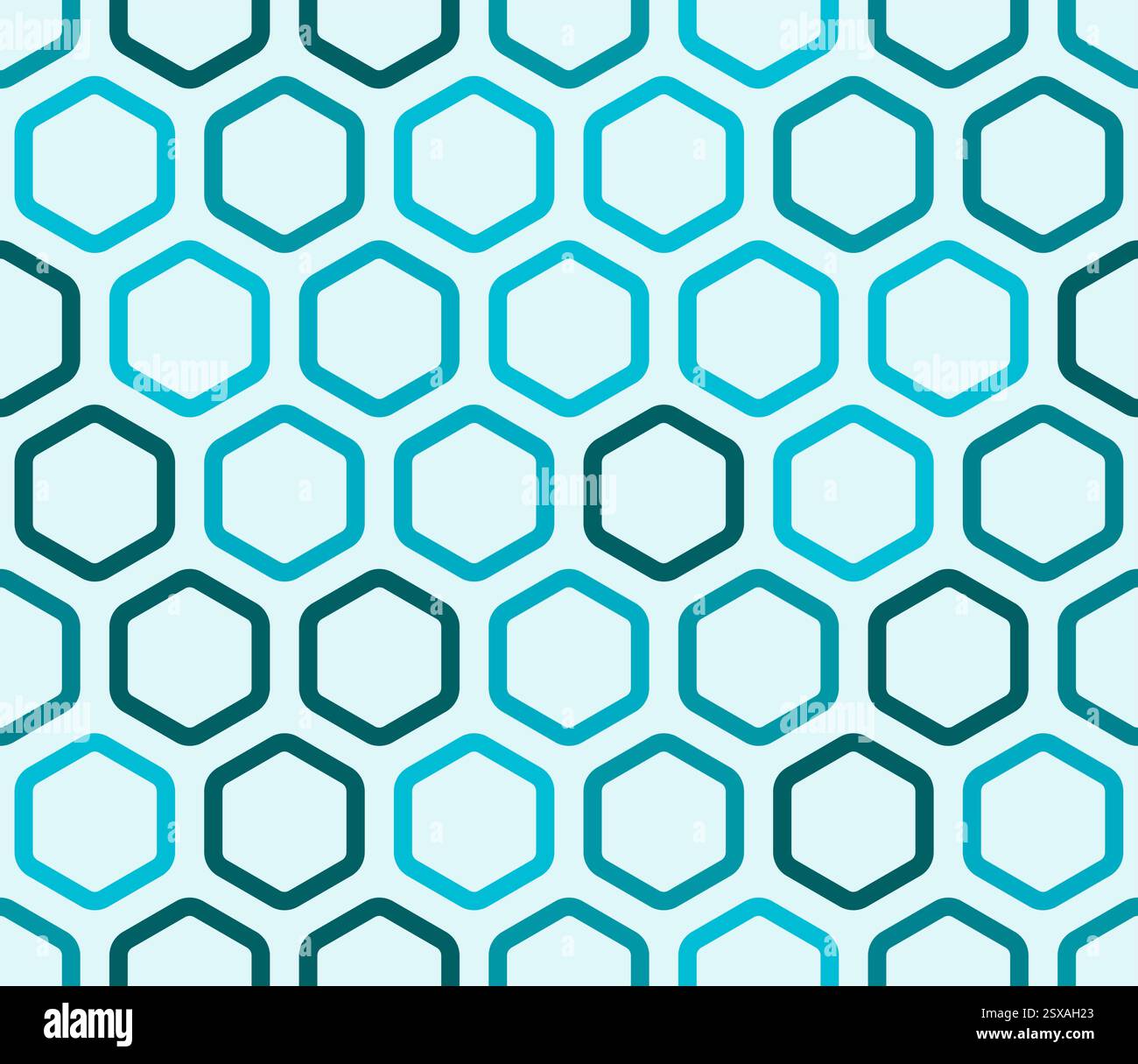 Background with Hexagon Pattern. Bold rounded hexagon cells with padding. Cyan color tones ...