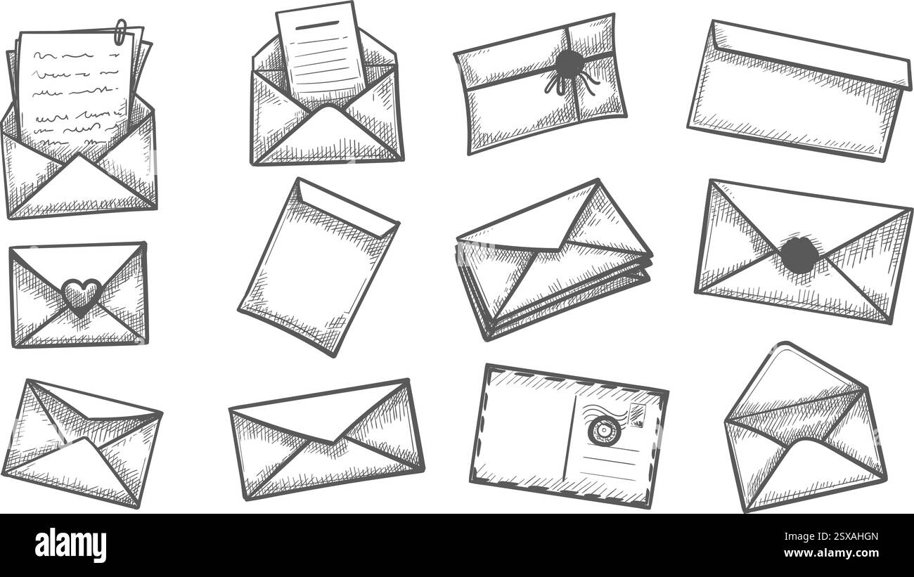 Retro envelope sketch set Stock Vector Image & Art - Alamy