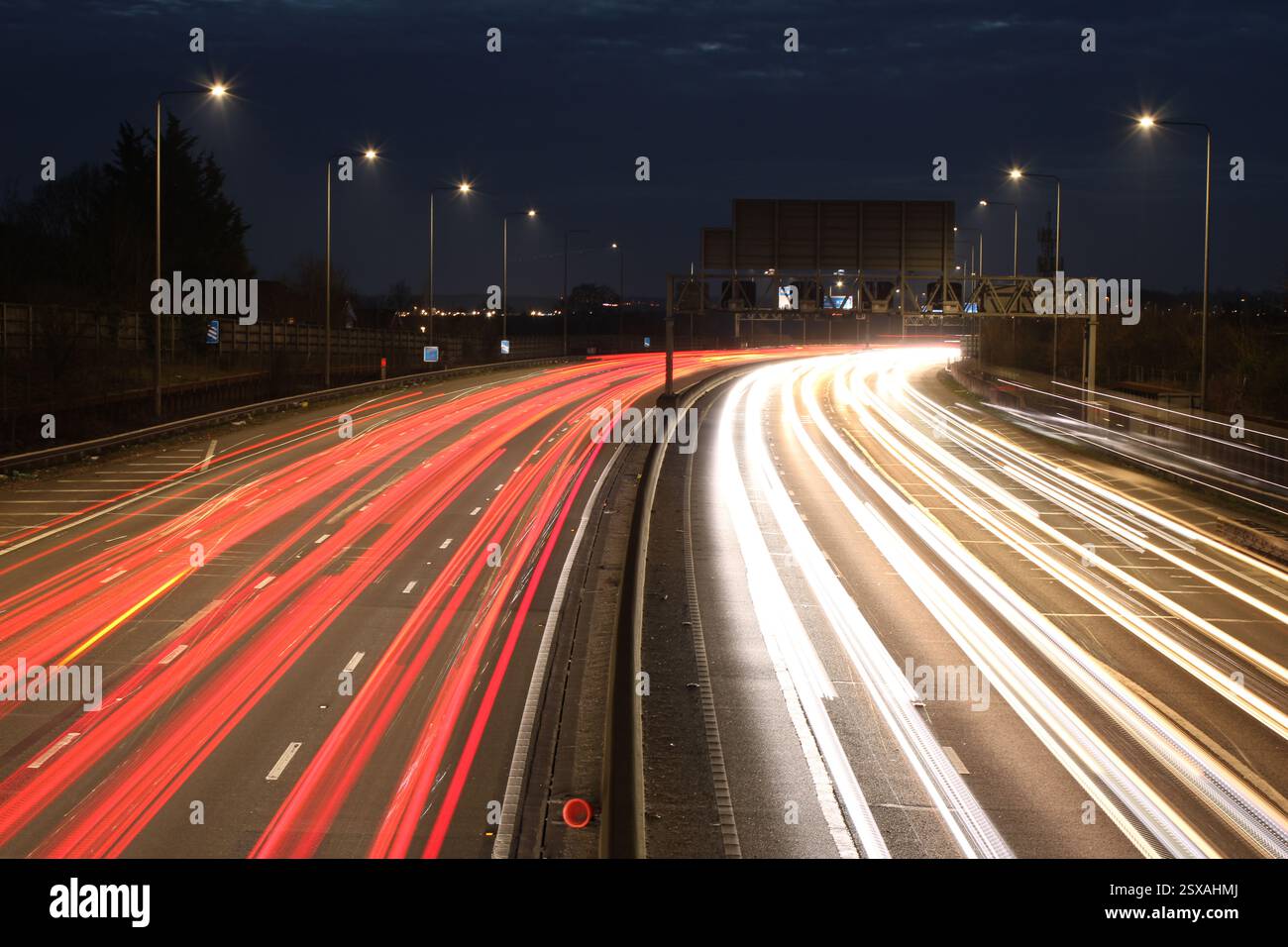 Speeding Traffic On The M25 Motorway At Night Time Evening Darkness ...