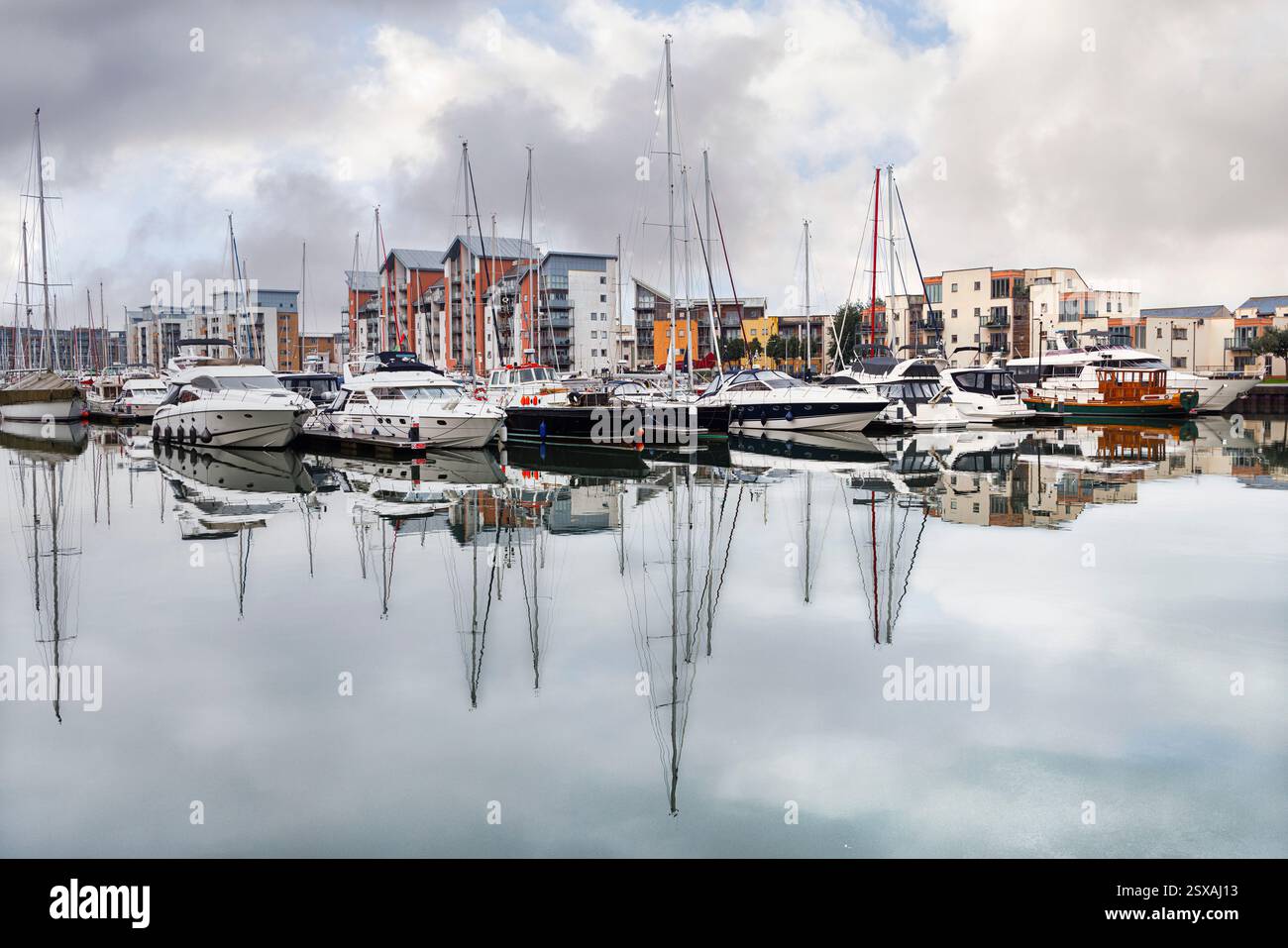 Overcast sky at marina, Portishead, England, UK Stock Photo - Alamy