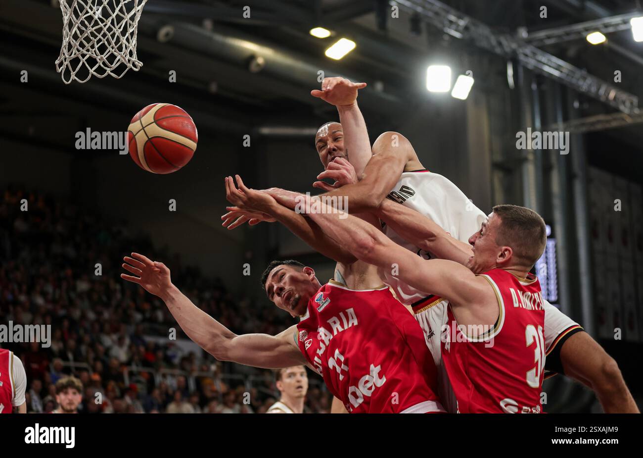 Louis Olinde #16 of Germany, Yordan Minchev #11 of Bulagaria, Dimitar ...