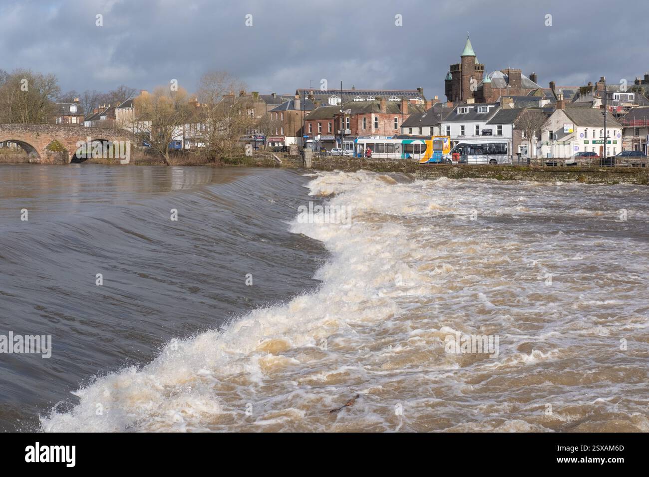 View across the Caul and the River Nith 22nd February 2025. Heavy rain ...