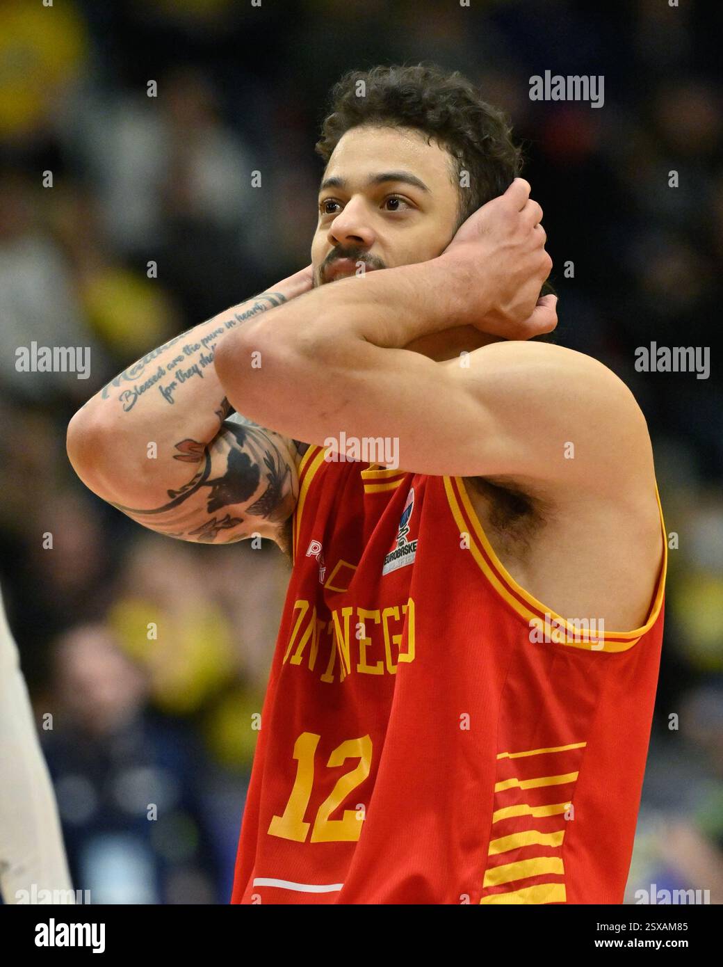 Montenegro's Jonah Radebaugh during European Championship qualifiers in ...