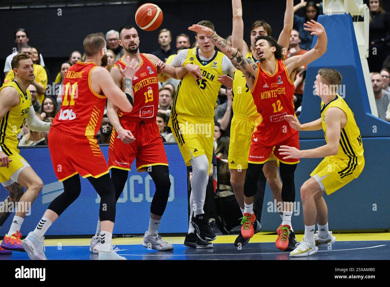 Stockholm, Sweden. 23rd Feb, 2025. Montenegro's Zoran Nikolic, Sweden's ...