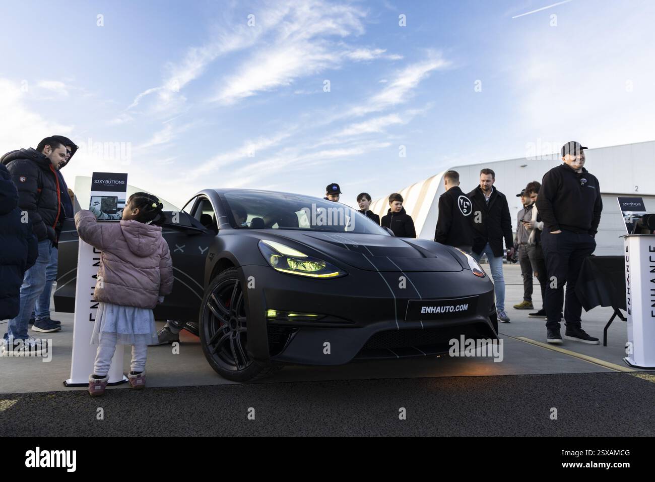 Tesla cars pictured at a world record attempt by Electrify Europe ...