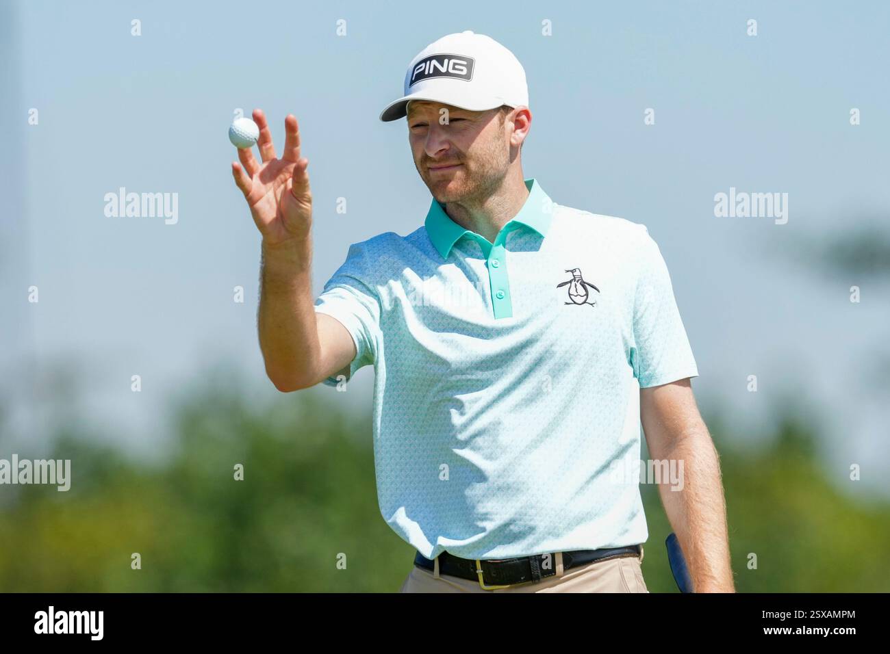 Brian Campbell, of the United States, catches a ball during the final ...