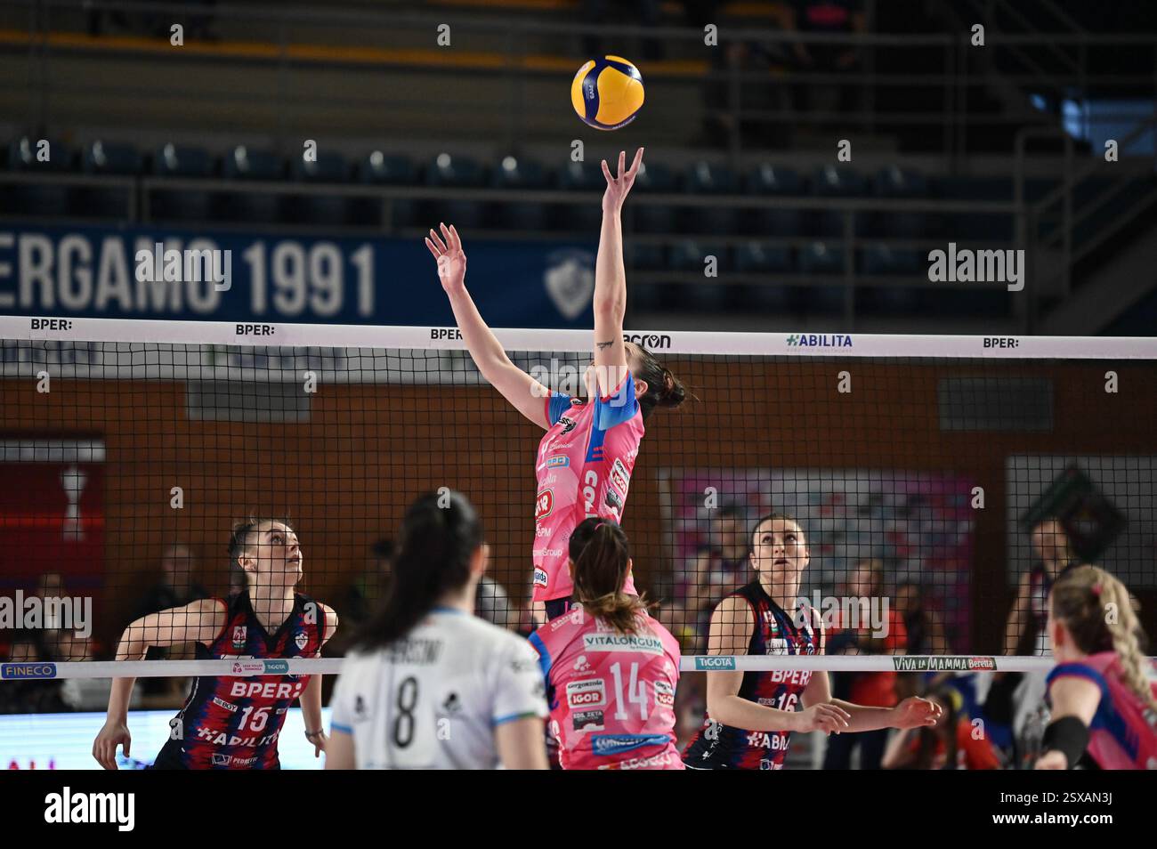 Attack of Francesca Bosio (Igor Volley Novara) during Volley Bergamo ...