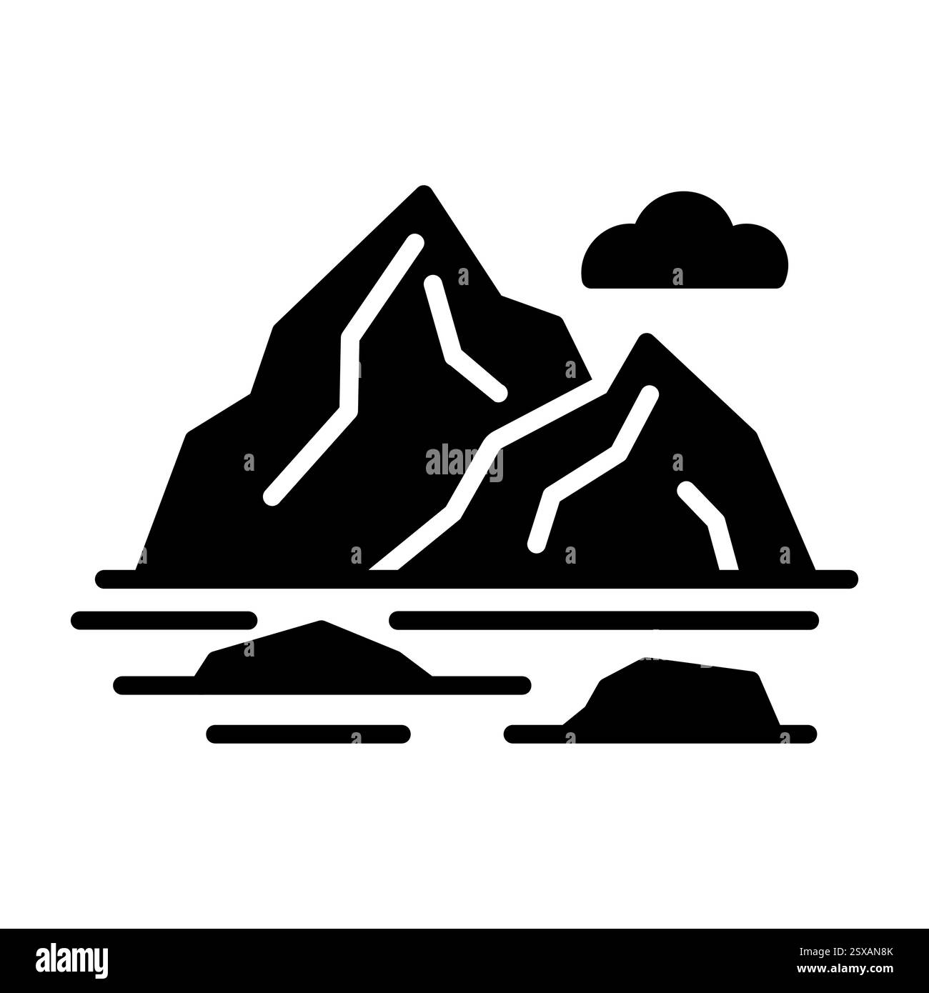 Mountain rocky islands in the ocean or sea vector solid icon. Nature ...