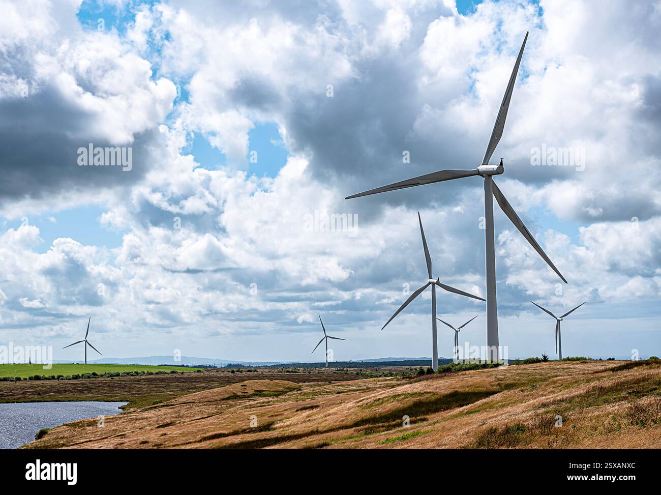 Landscape photography of wind turbines farm; windmills; wind power ...