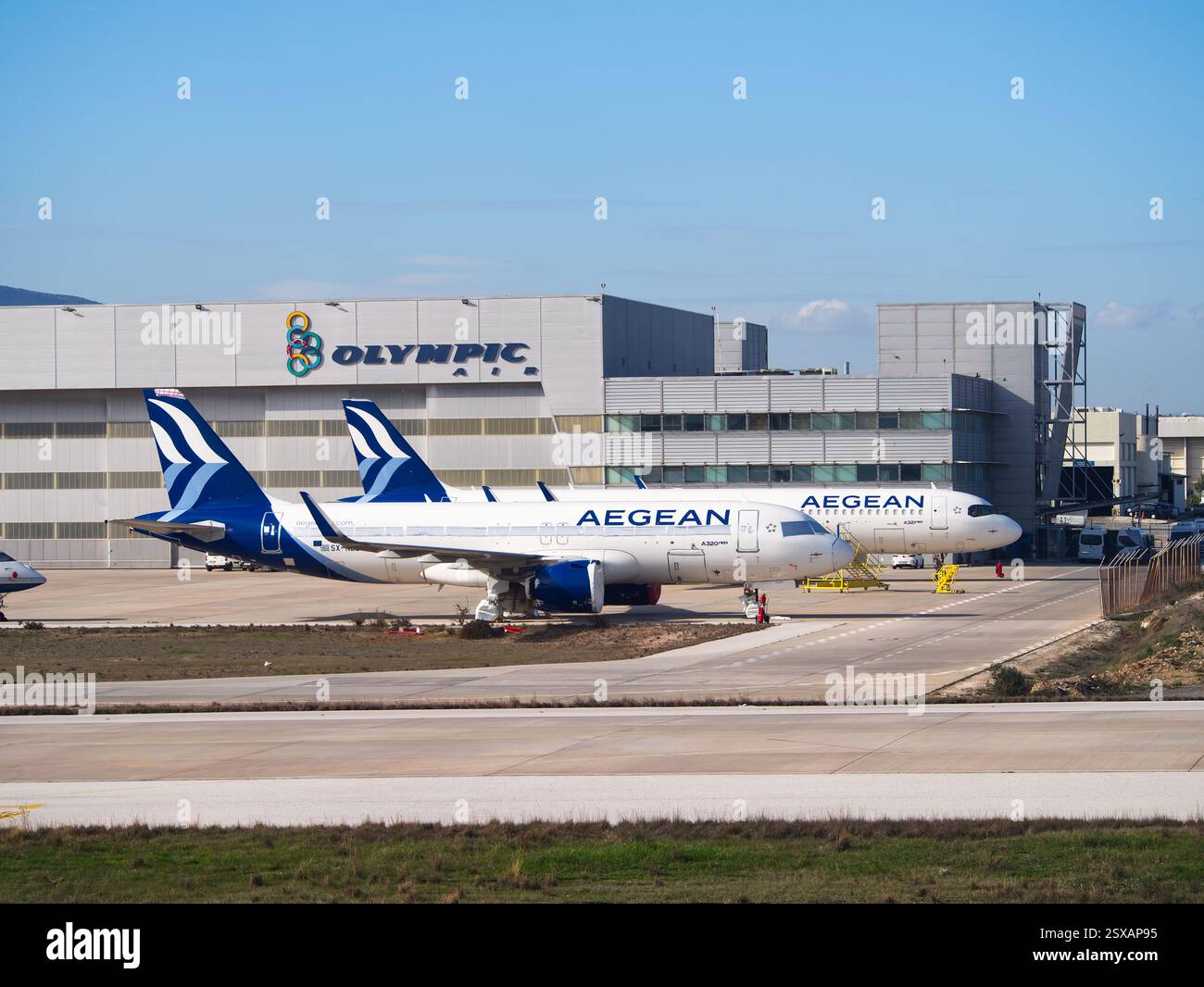 Athens, Greece - January 10, 2025: Two Aegean Airlines aircraft parked ...
