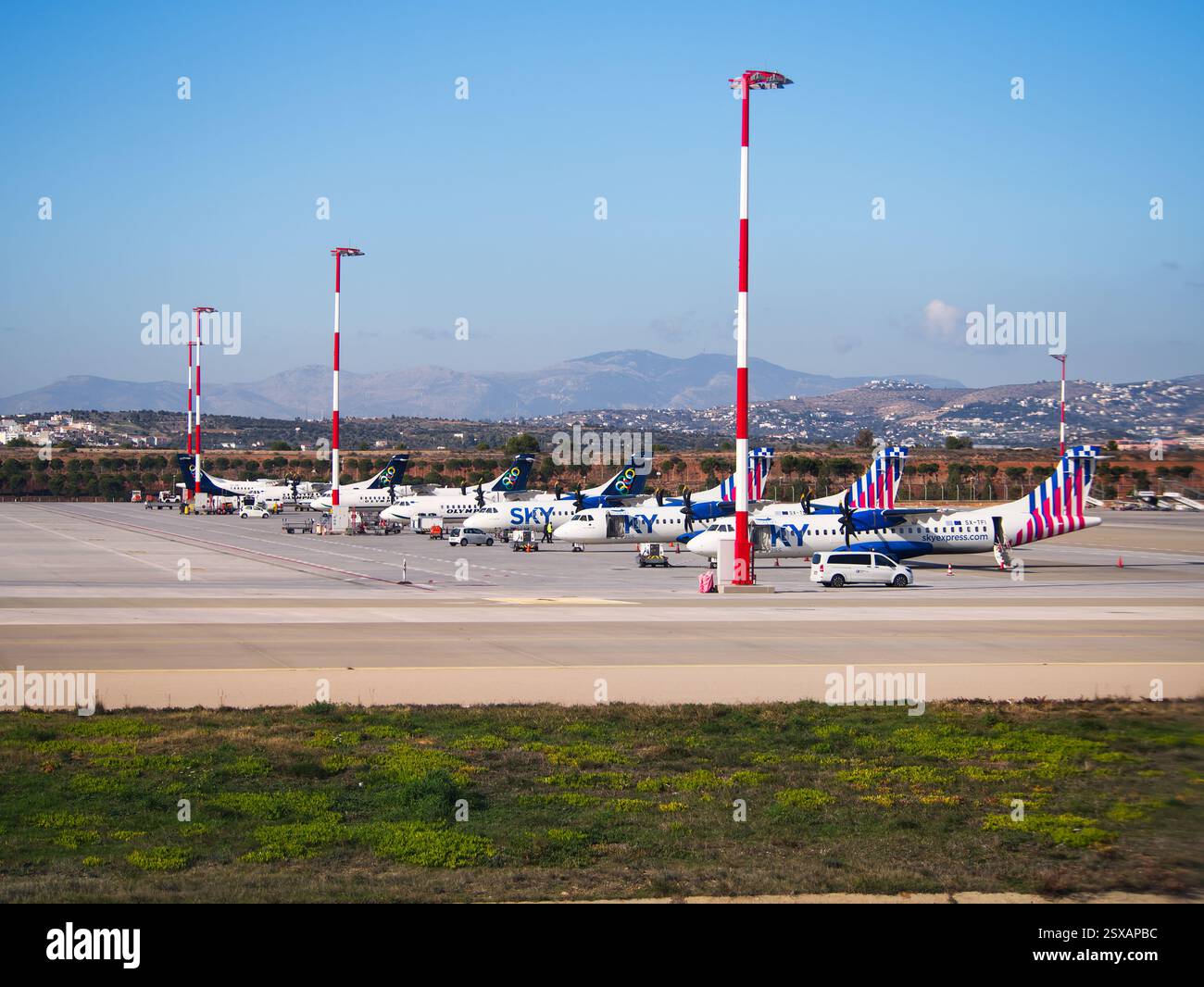 Athens, Greece - January 10, 2025: Multiple small commercial aircraft ...