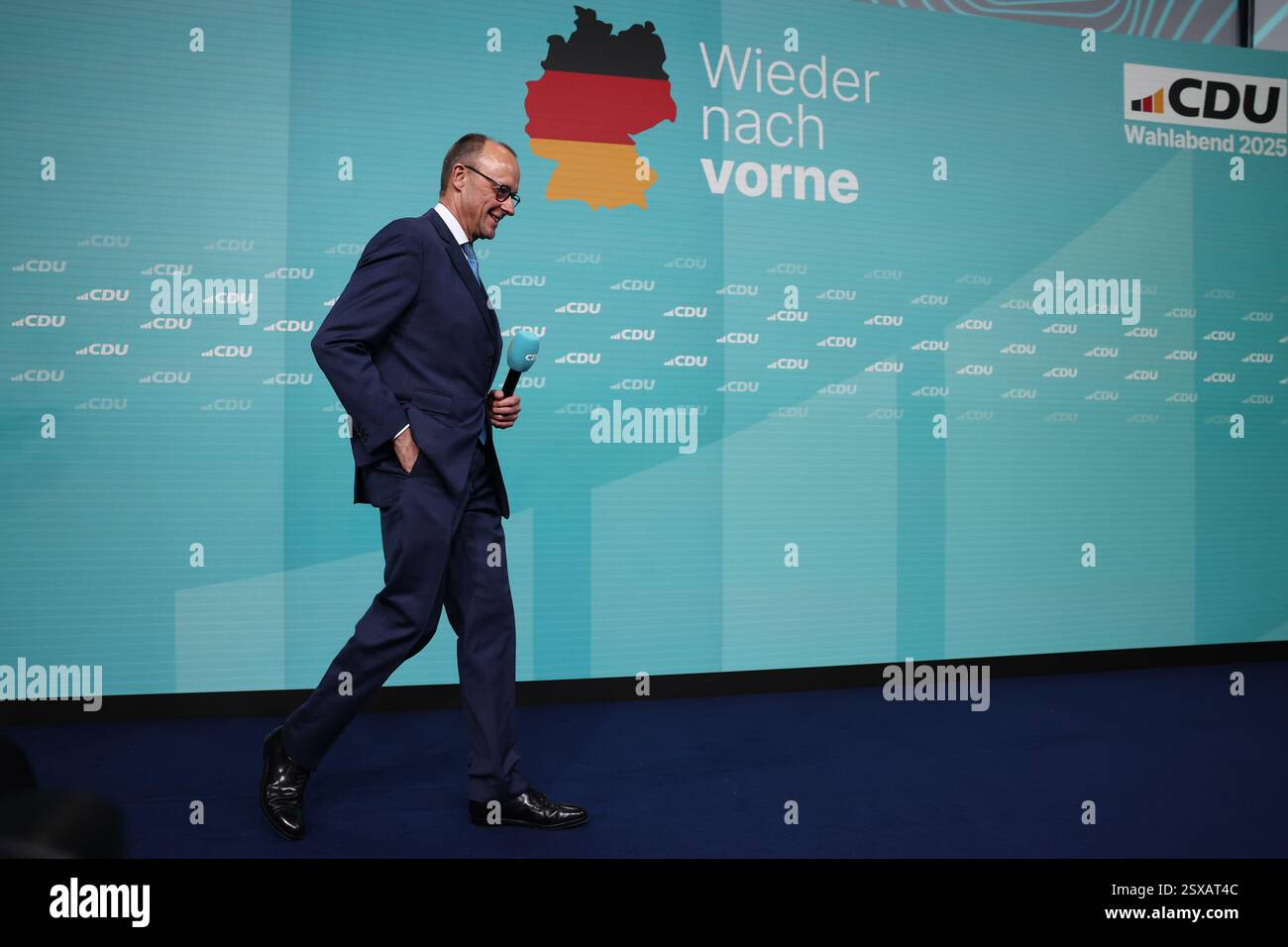 Berlin, Germany. February 23, 2025. Christian Democratic Union (CDU) leader Friedrich Merz ...