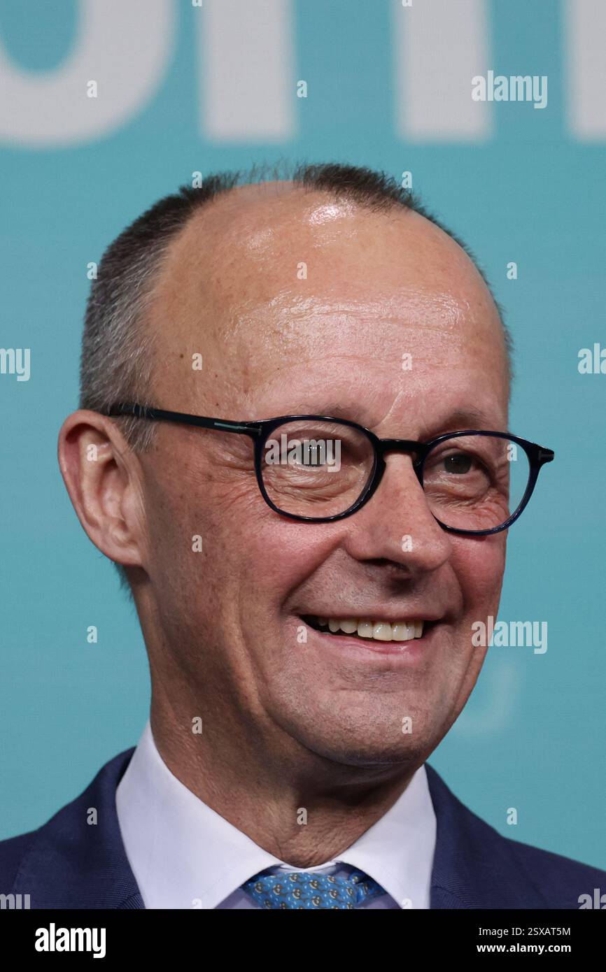 Berlin, Germany. February 23, 2025. Christian Democratic Union (CDU) leader Friedrich Merz ...
