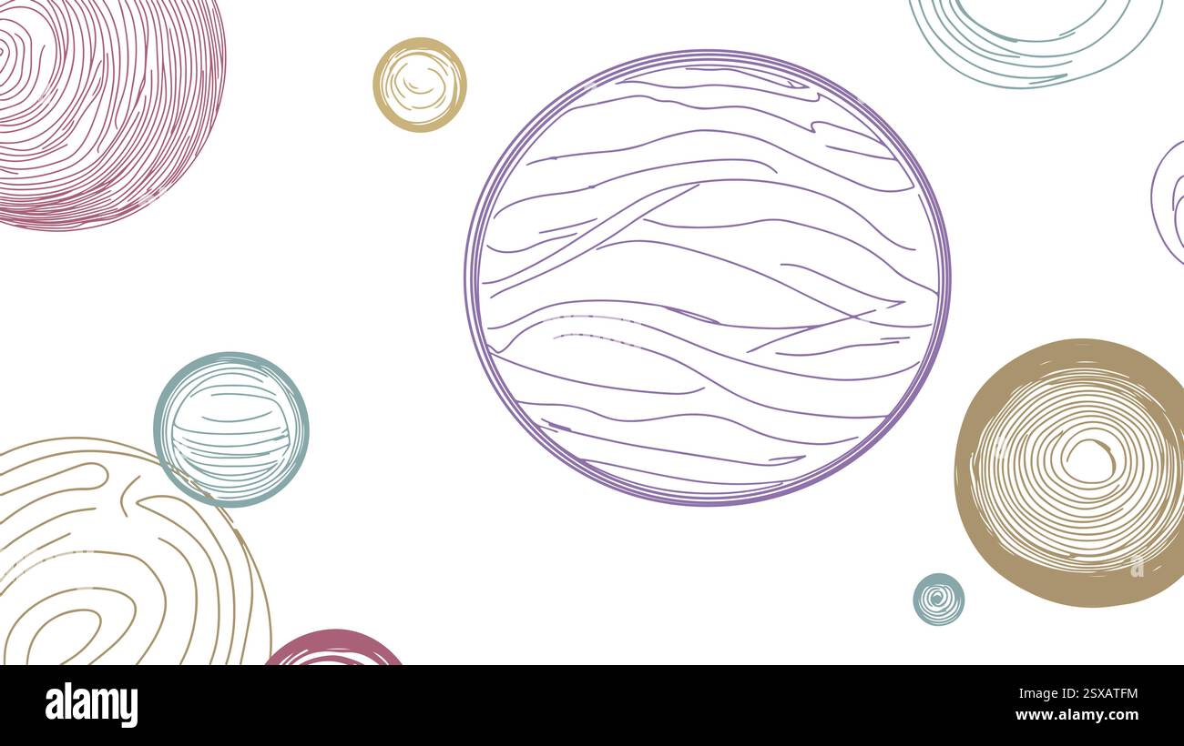 Colorful abstract planets in space. Circular shapes with unique line ...
