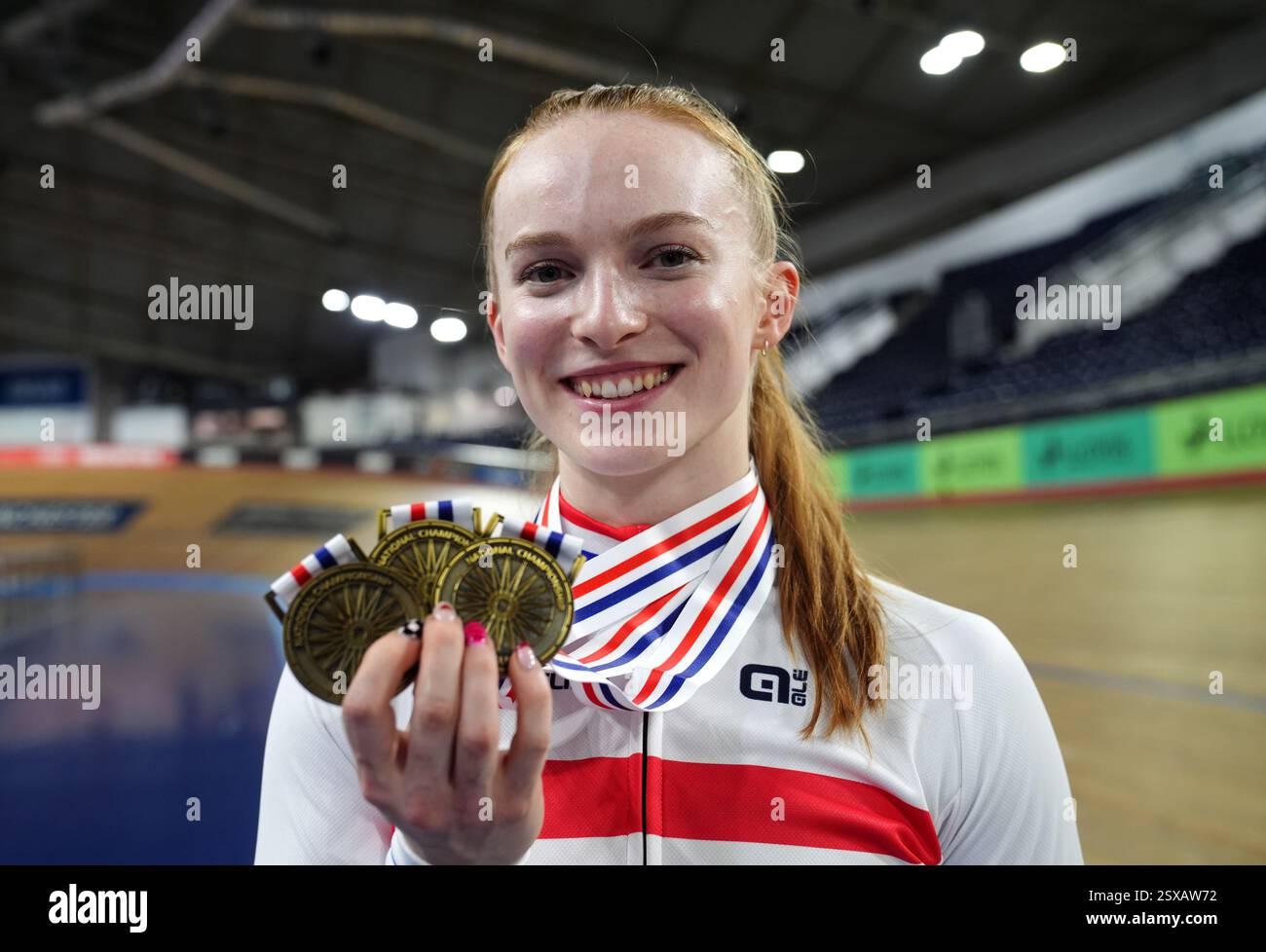 Lauren Bell with her three gold medals following day three of the ...