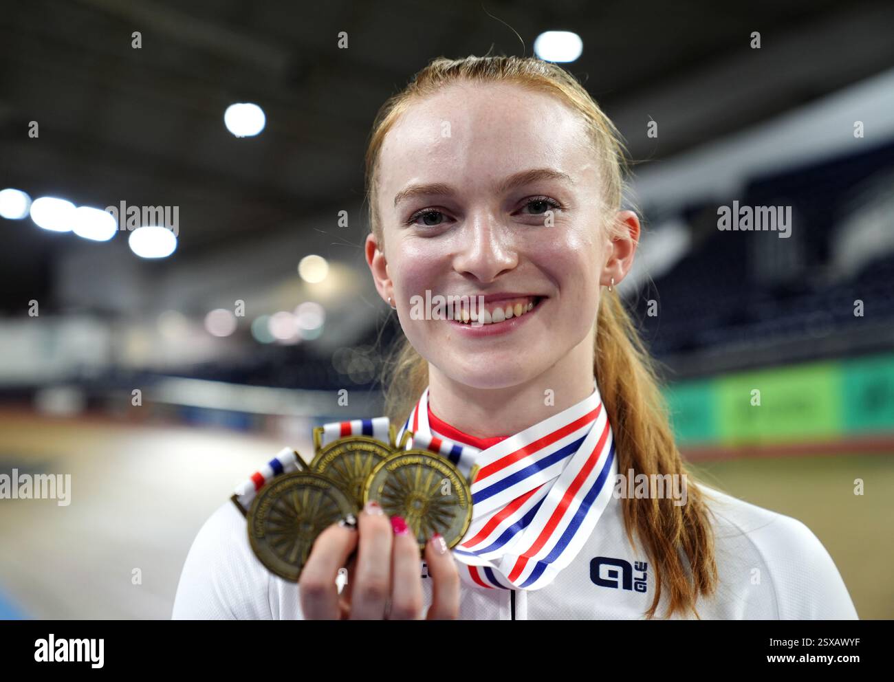 Lauren Bell with her three gold medals following day three of the ...