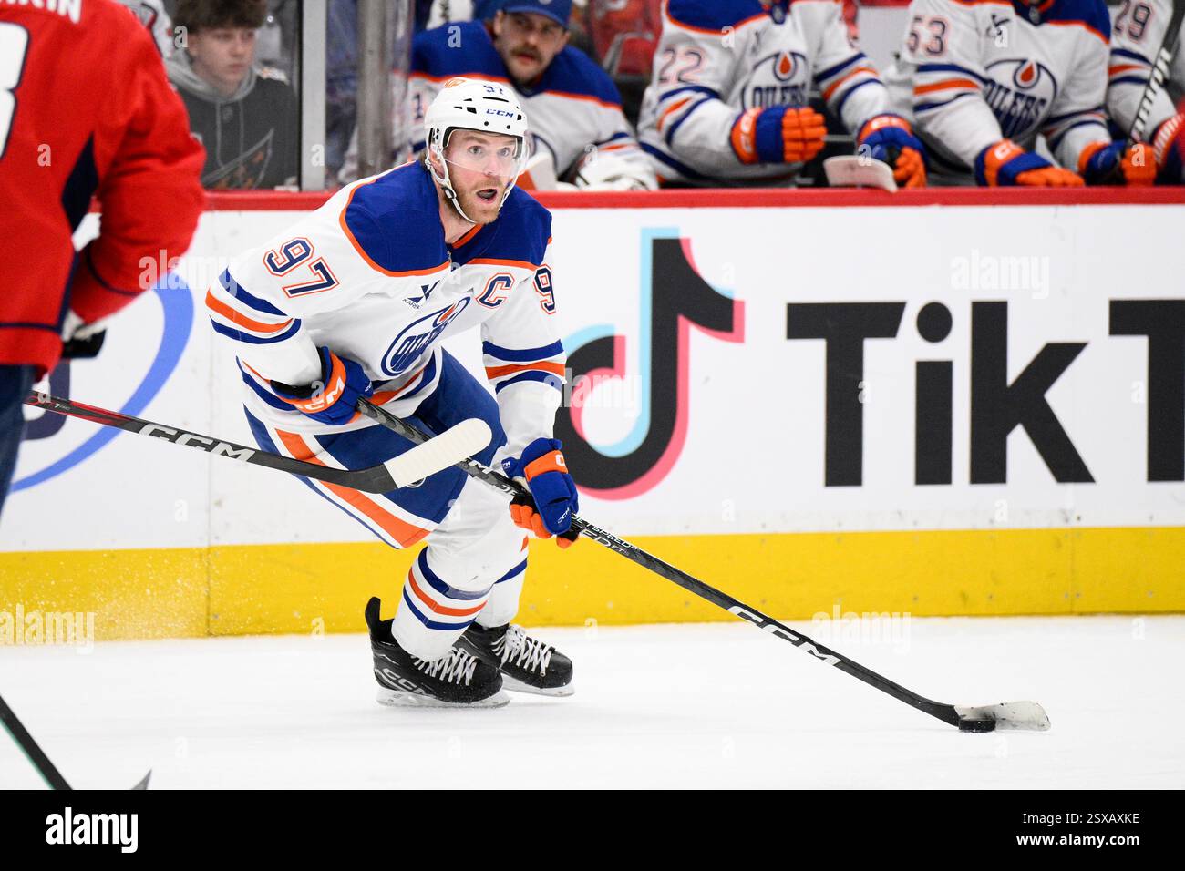 Edmonton Oilers center Connor McDavid (97) skates with the puck during ...