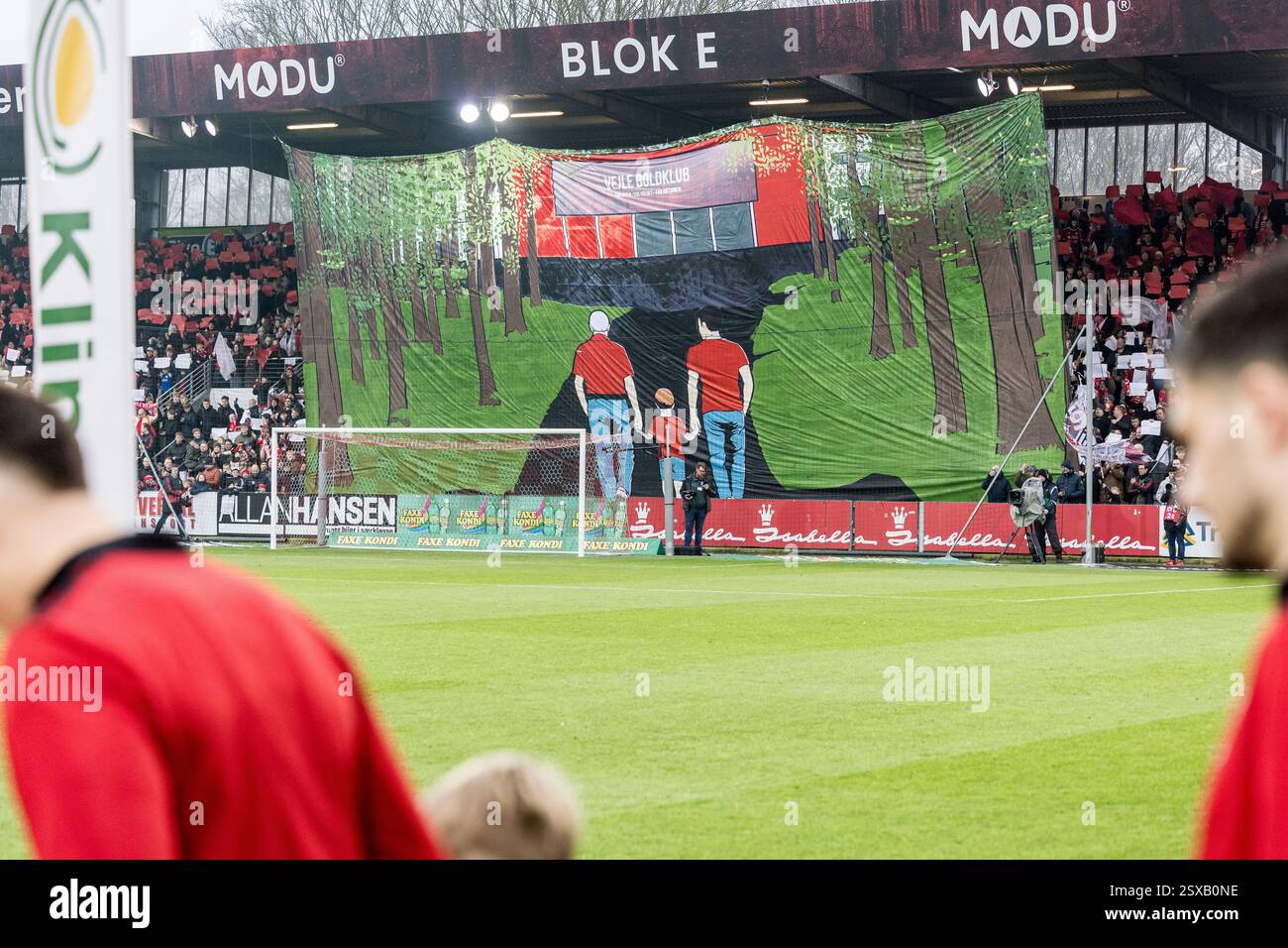 Vejle, Denmark. 23rd Feb, 2025. Football fans of Vejle BK seen on the ...