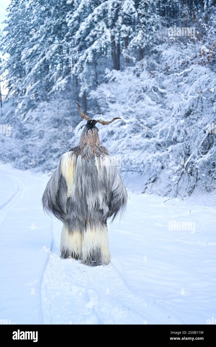 Kukeri performers clad in thick goat fur costumes and elaborate masks ...