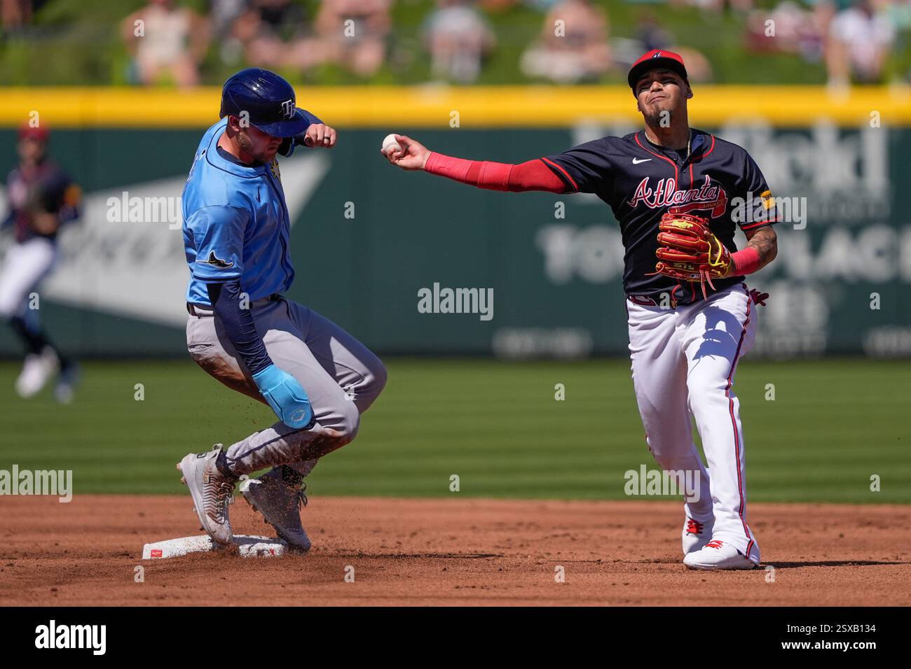 Tampa Bay Rays Curtis Mead is forced out at second by Atlanta Braves ...