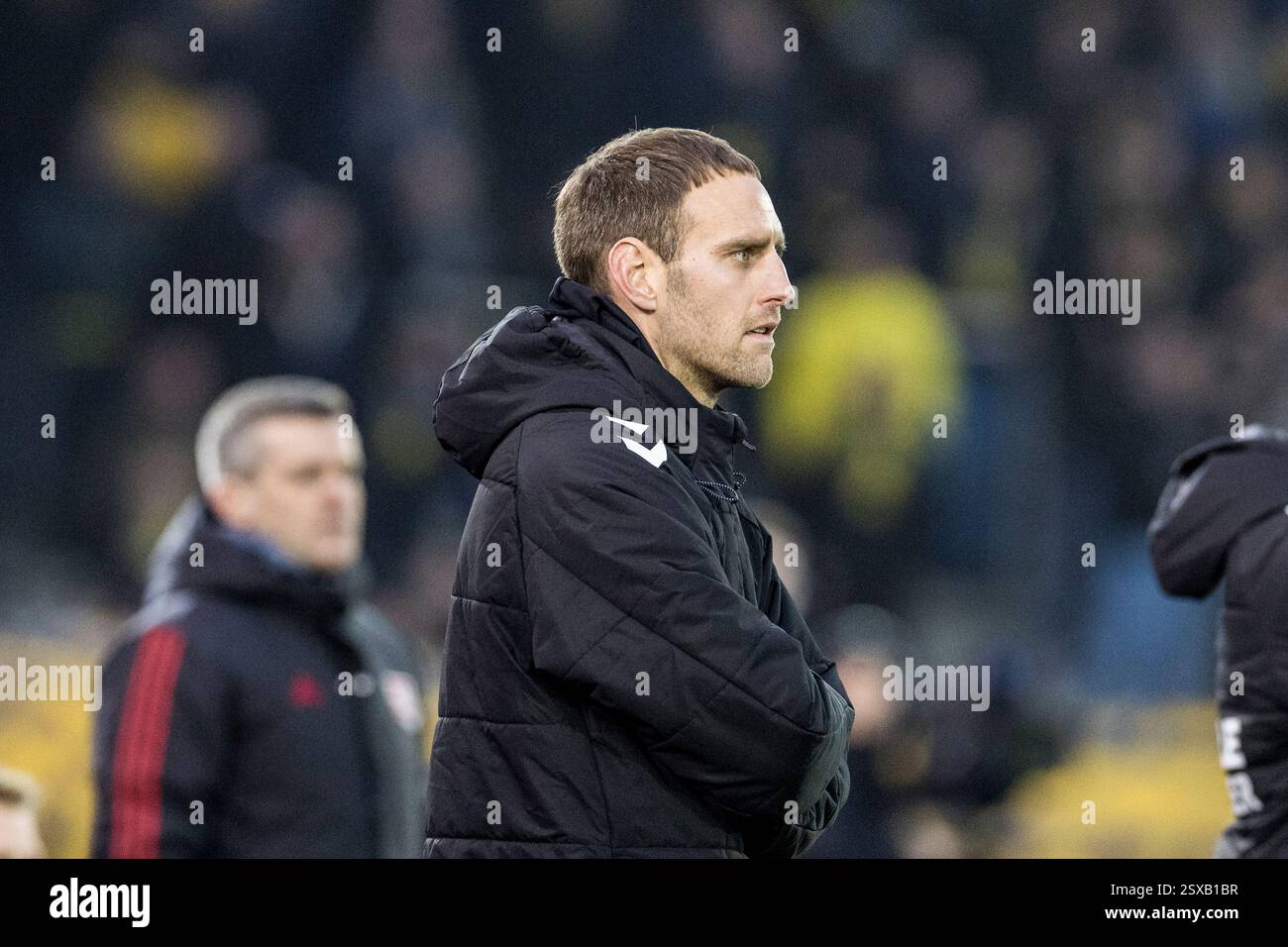 Vejle, Denmark. 23rd Feb, 2025. Head coach Frederik Birk of Broendby IF ...