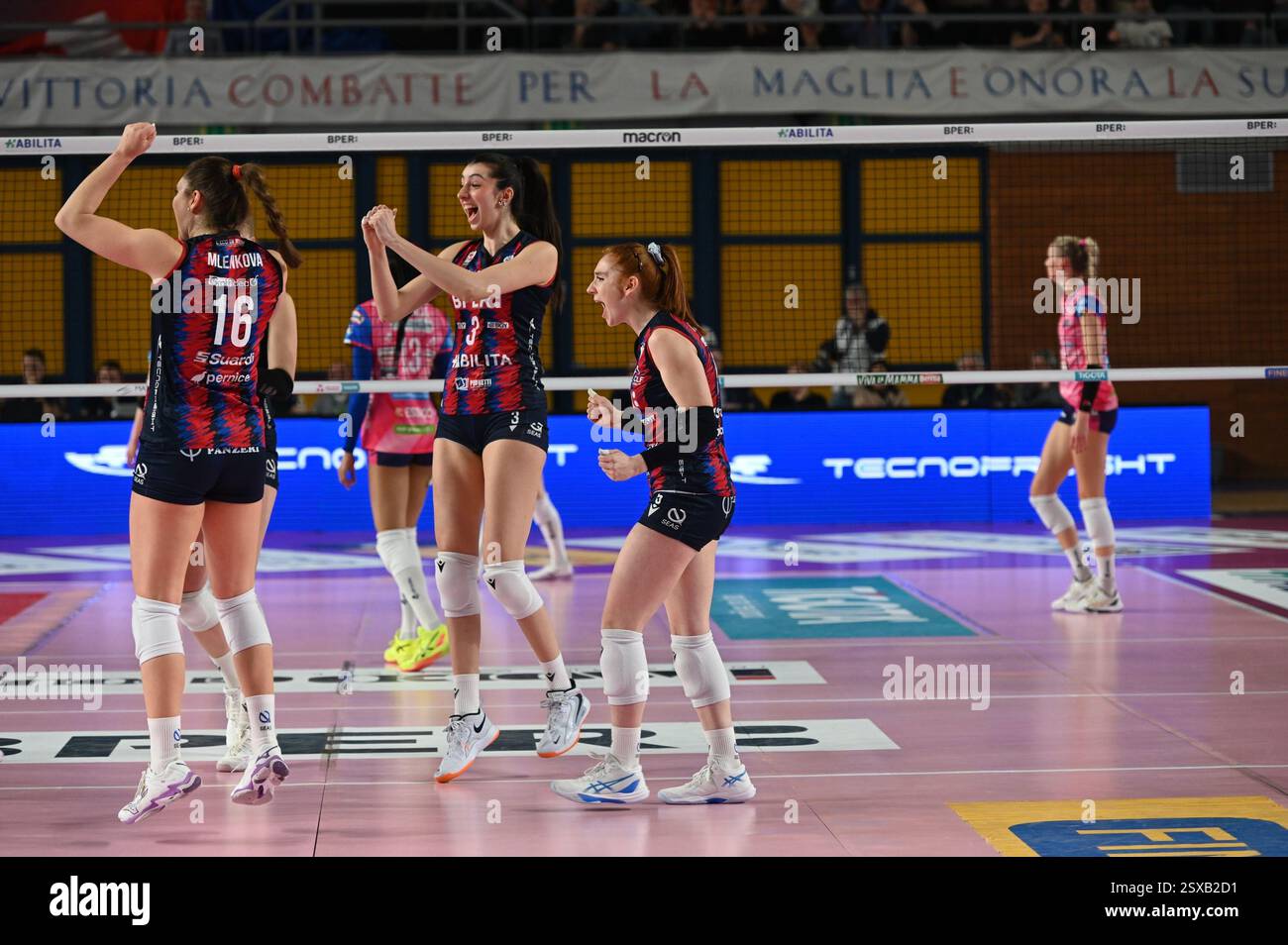 Volley Bergamo 1991 exulting after a point during Volley Italian ...